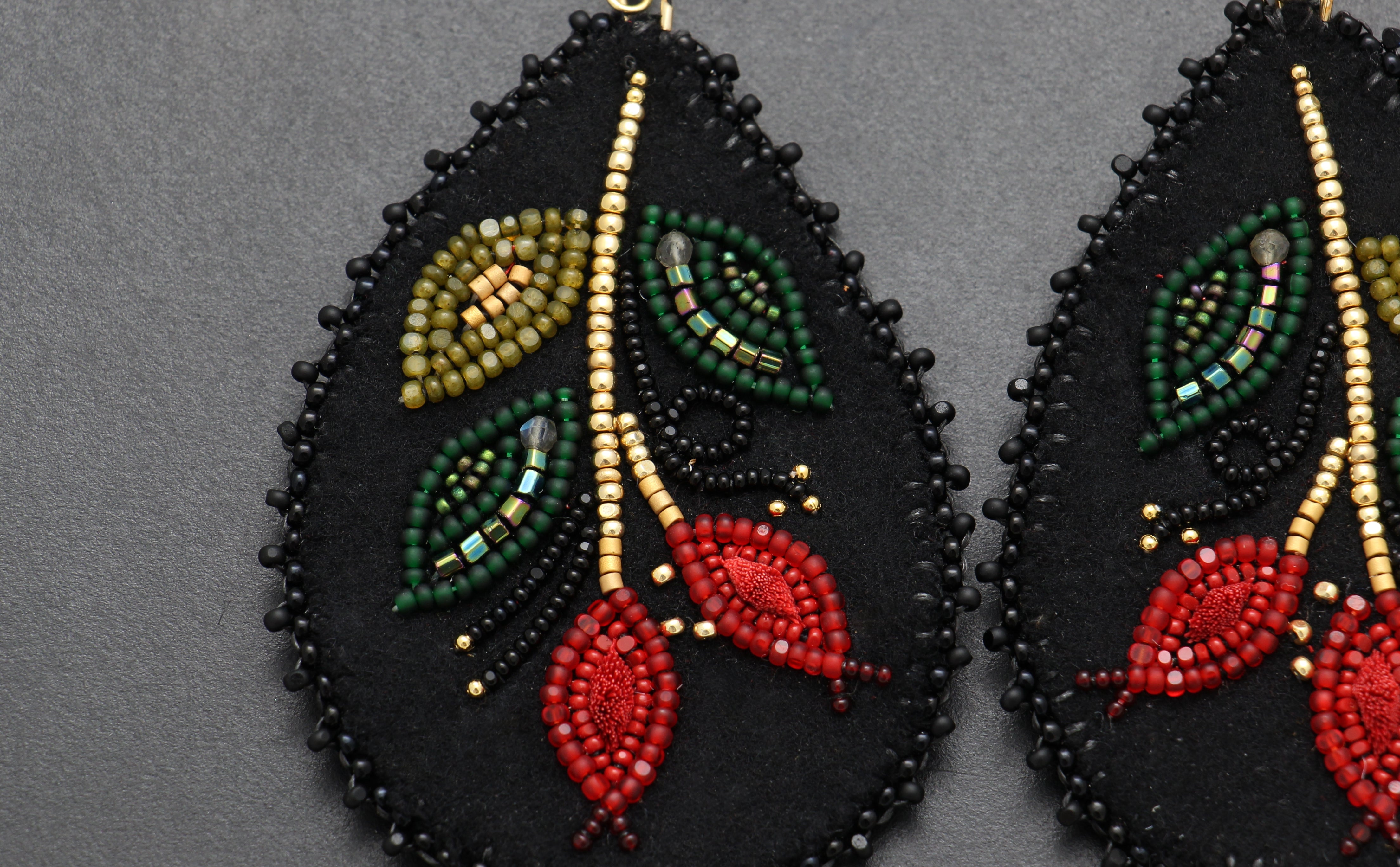 Tufted Rose Hip Earrings by Heather Dickson