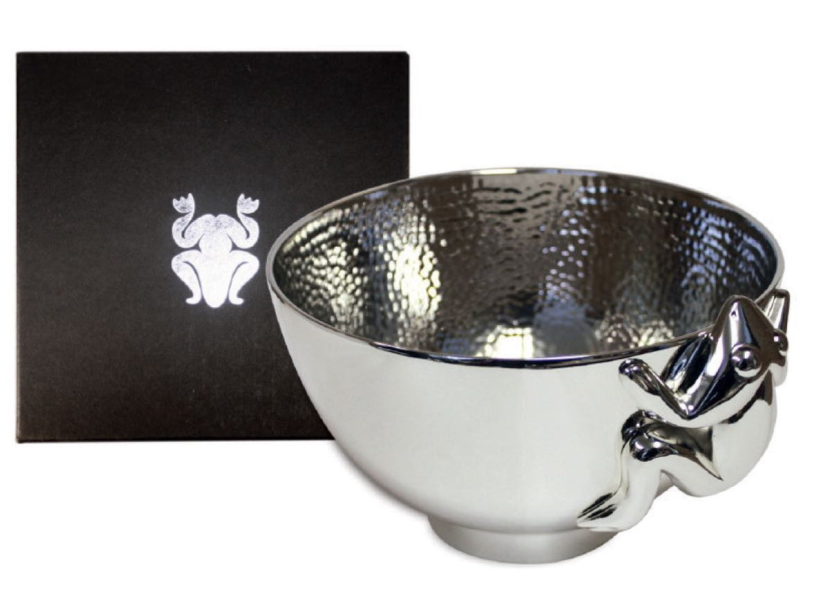 Silver Plated Frog Bowl by Haida artist Corey Bulpitt