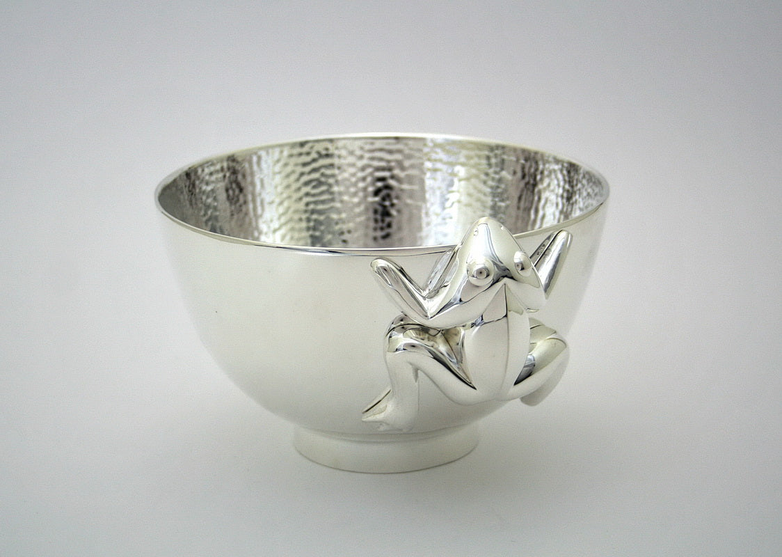 Silver Plated Frog Bowl by Haida artist Corey Bulpitt