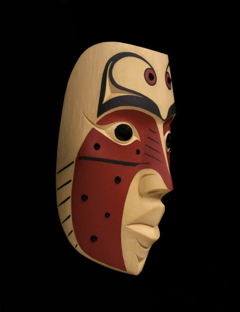 Ladybug Mask by Luke Marston Coast Salish of black onix yellow cedar